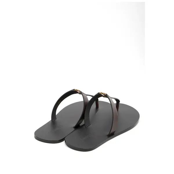 Saint Laurent Calf Leather Flat Sandals