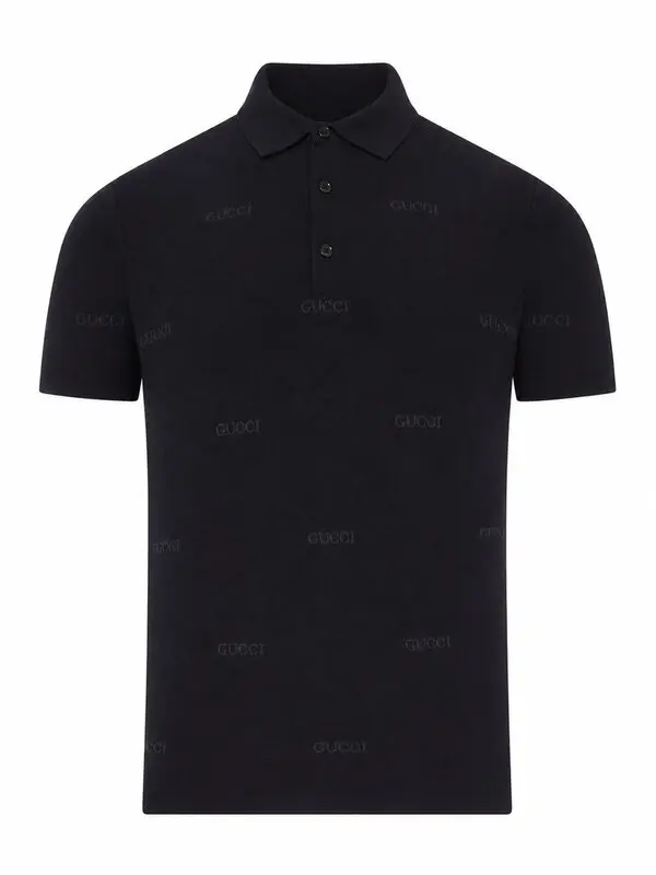 Gucci Jacquard Wool And Silk Polo - Black