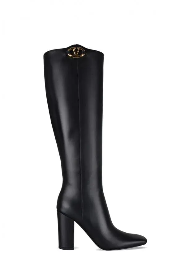 Valentino Garavani Vlogo Leather Boots - Black