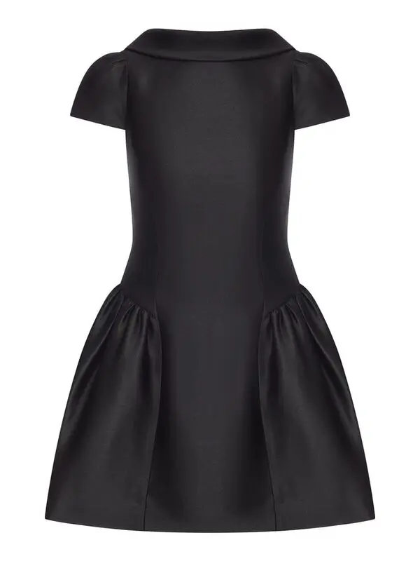 SELF-PORTRAIT Taffeta Mini Dress With Collar - Black