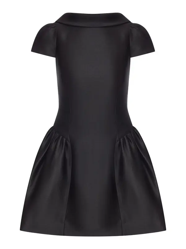SELF-PORTRAIT Taffeta Mini Dress With Collar - Black