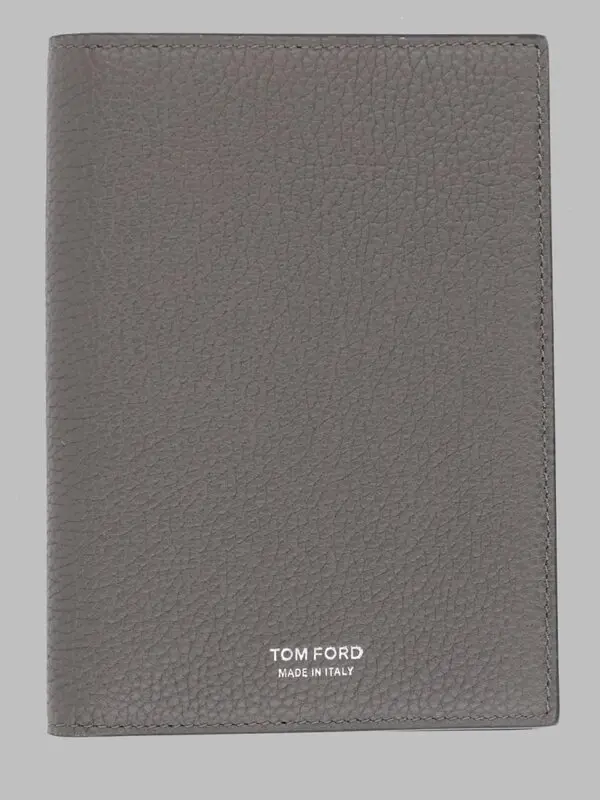 TOM FORD Leather Passport Holder - Gray
