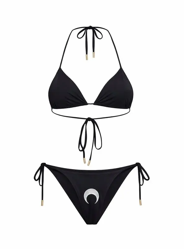 MARINE SERRE Stretch Jersey Bikini With Moon Embroidery - Multicolor