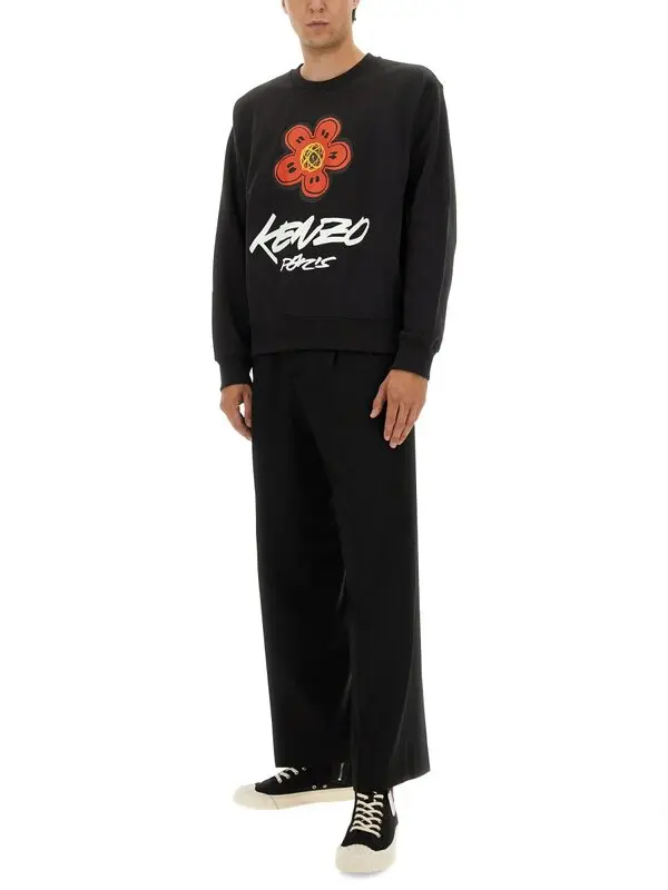 Kenzo Cotton Sweatshirt With Graphic Print - Black