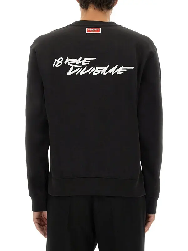 Kenzo Cotton Sweatshirt With Graphic Print - Black