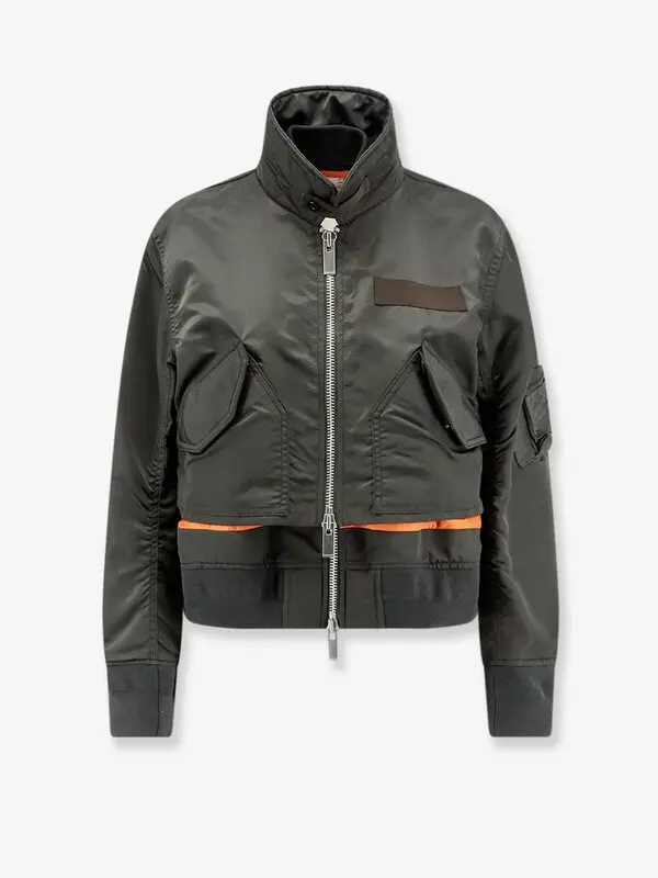 Sacai Cropped Nylon Bomber Jacket - Yellow