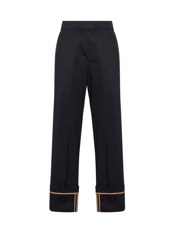 Herno Blue Cotton Gabardine Trousers With Turn-up Hems - Multicolor