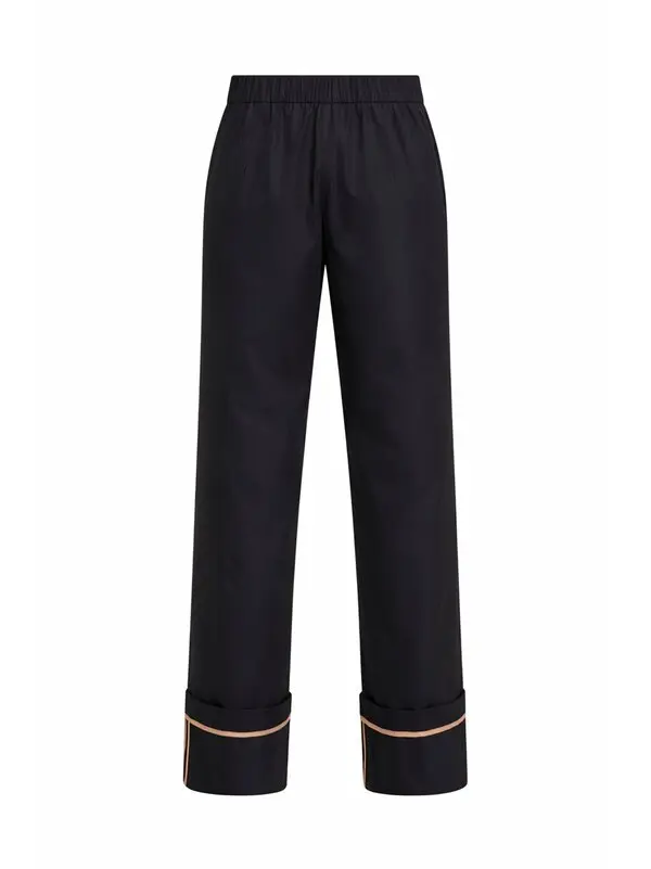 Herno Blue Cotton Gabardine Trousers With Turn-up Hems - Multicolor