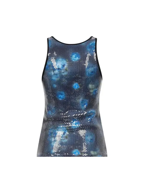 DIESEL® Floral Print And Sequins Jersey Tank Top - Multicolor