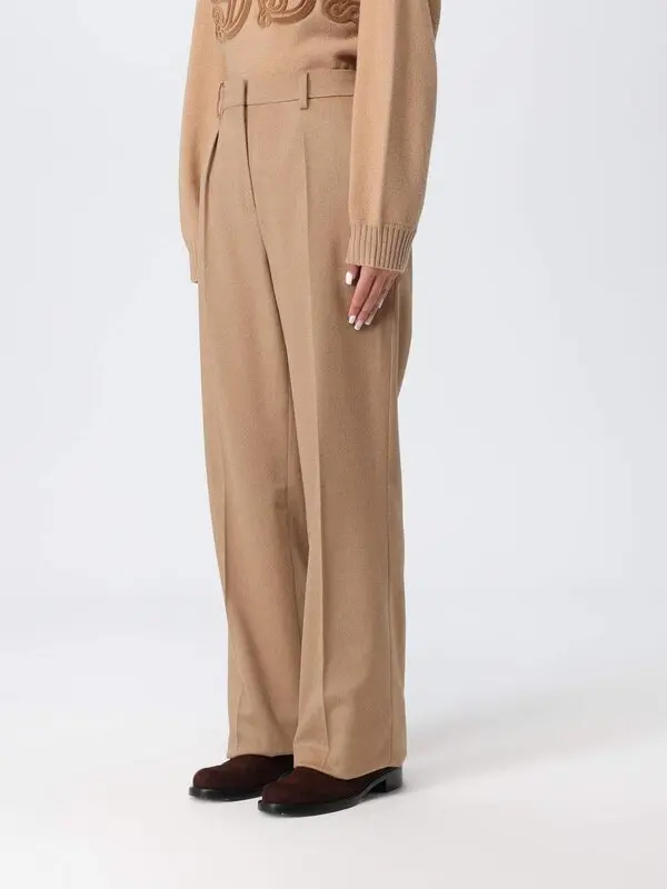 Max Mara Solid Wool Trousers - Brown