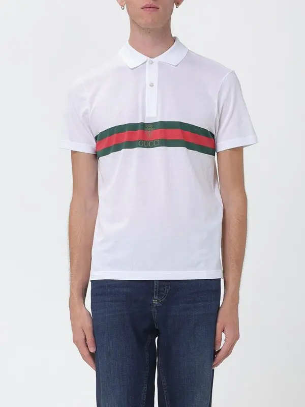 Gucci Short-sleeved Cotton Polo With Web Collar Detail