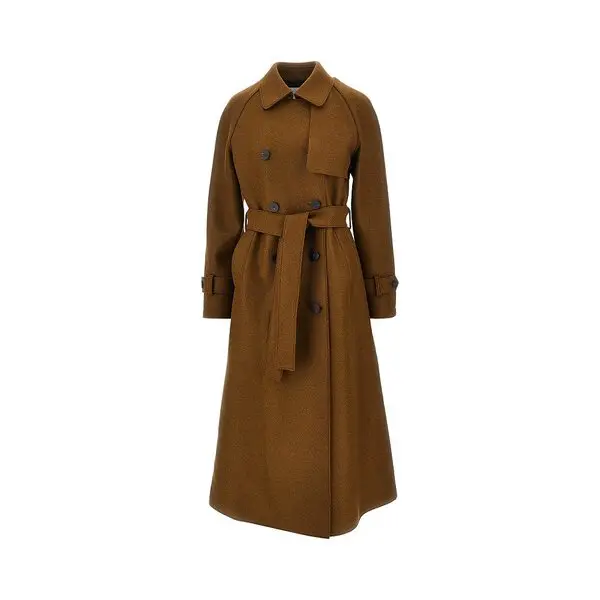 Harris Wharf London Pressed Wool Long Trench Coat - Brown