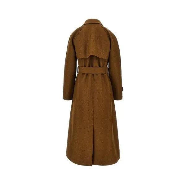 Harris Wharf London Pressed Wool Long Trench Coat - Brown