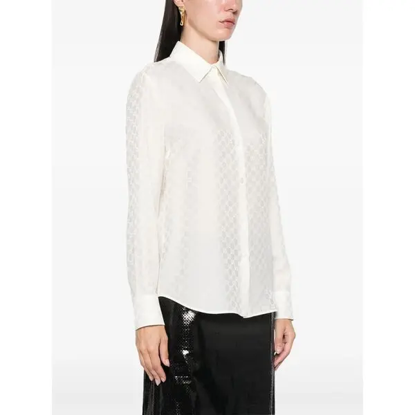 Gucci Silk Jacquard Gg Logo Shirt - Cream