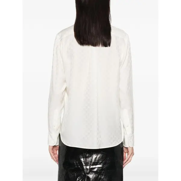 Gucci Silk Jacquard Gg Logo Shirt - Cream
