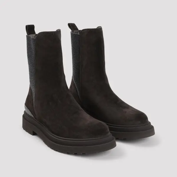 Brunello Cucinelli Suede Chelsea Boots - Brown
