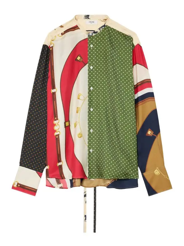 Celine Wide Printed Silk Twill Shirt