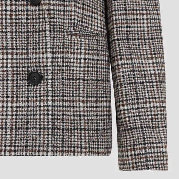 Brunello Cucinelli Checked Wool Blend Blazer