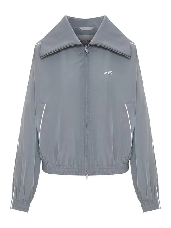 Balenciaga Bodies High Neck Jacket In Technical Cotton Poplin - Multicolor
