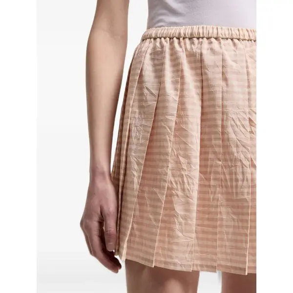 Moncler A-line Pleated Gingham Cotton Skirt - Pink