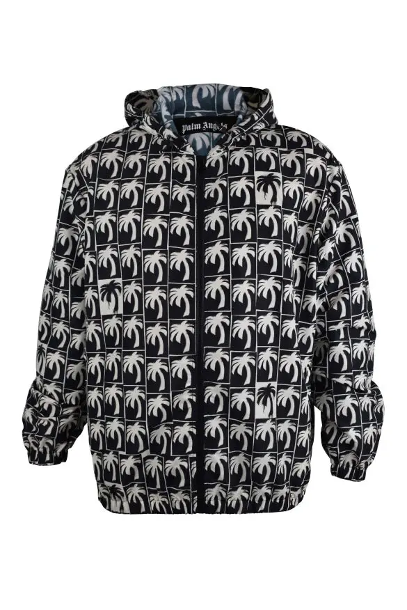 Palm Angels Palm Tree Print Windbreaker Jacket - Black