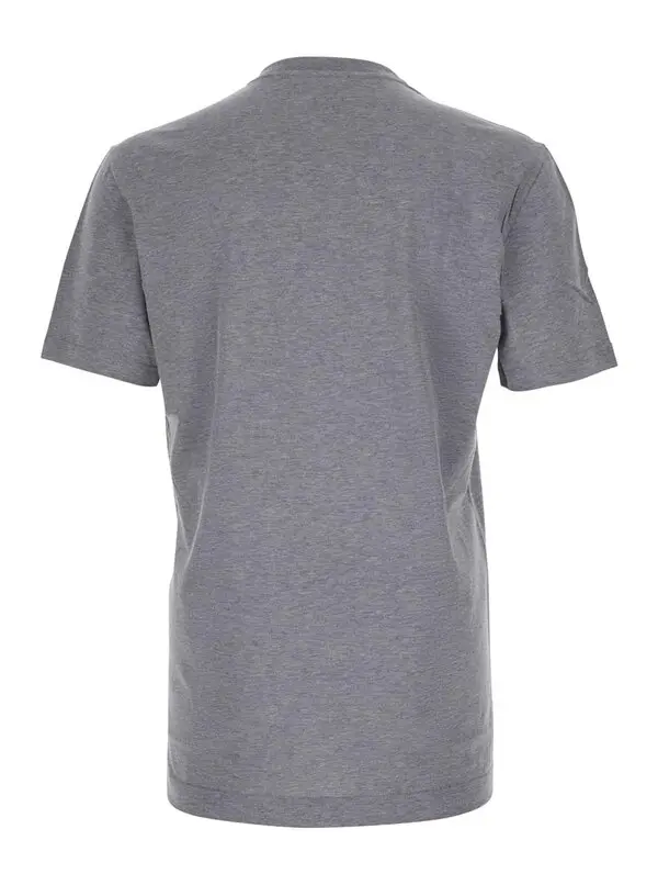 Dolce & Gabbana Grey Crewneck T-shirt With Logo Embroidery On The Front In Cotton - Gray
