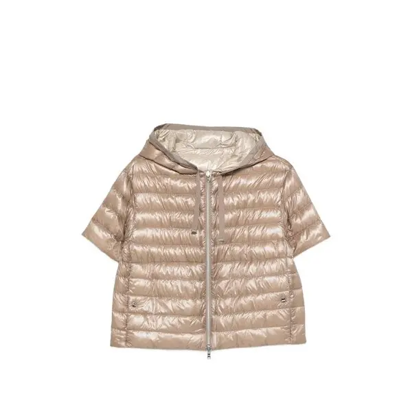 Herno Oversized Puffed Short Sleeves Hooded Jacket - Cream