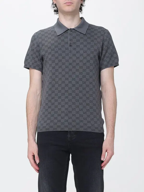 Gucci Gg Jacquard Wool And Silk-blend Knit Polo