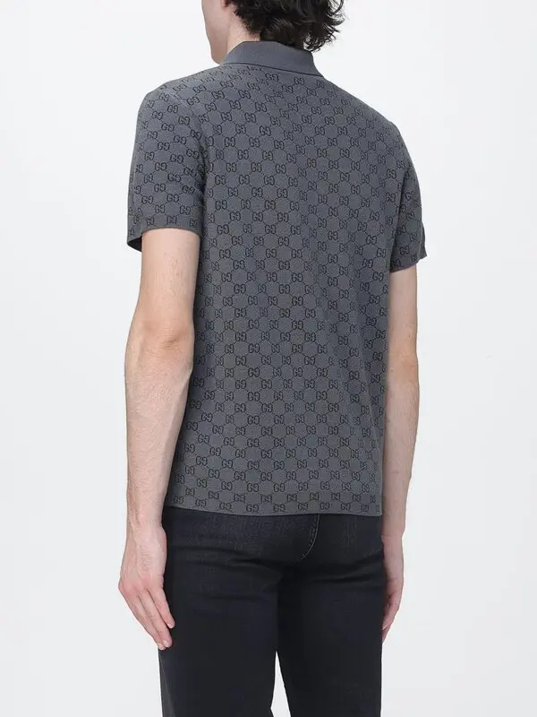 Gucci Gg Jacquard Wool And Silk-blend Knit Polo