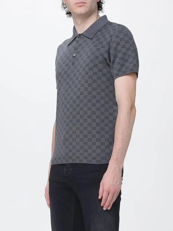 Gucci Gg Jacquard Wool And Silk-blend Knit Polo