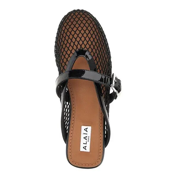 Alaïa Net Flat Mules - Black