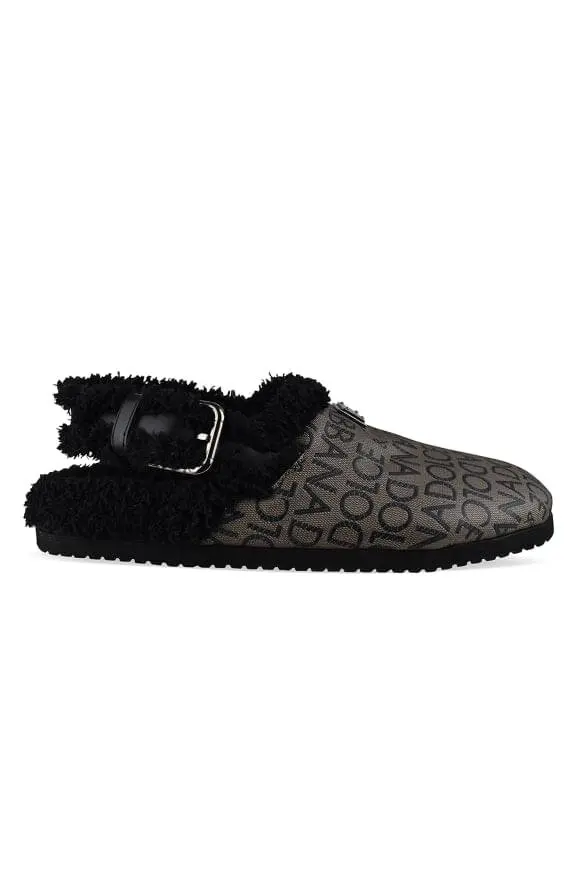 Dolce & Gabbana Monogram Canvas Mules - Cream