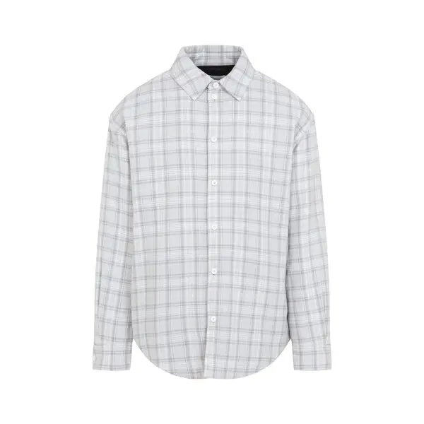 Off-White Flannel Wool Overshirt Padded Coat - Gray