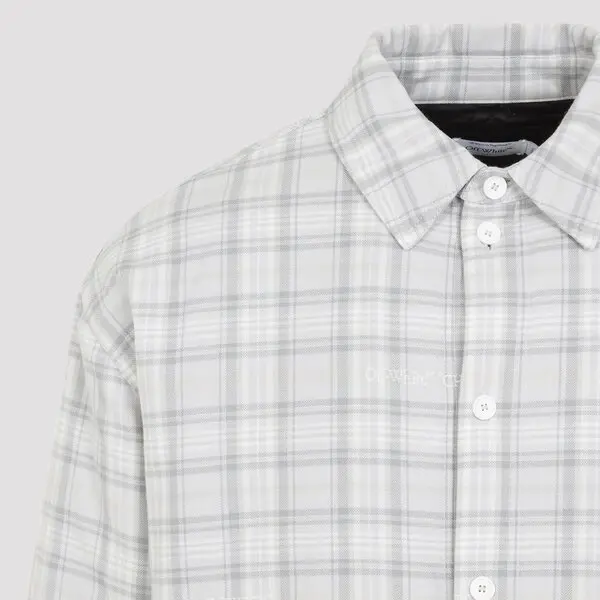 Off-White Flannel Wool Overshirt Padded Coat - Gray