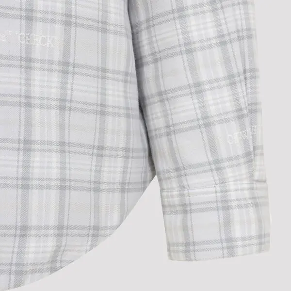 Off-White Flannel Wool Overshirt Padded Coat - Gray