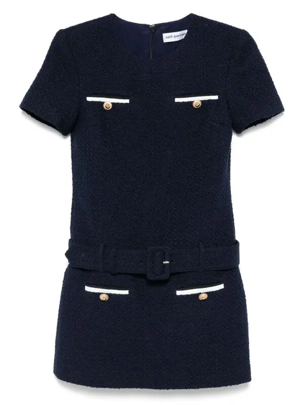 SELF-PORTRAIT Boucle Mini Dress - Multicolor