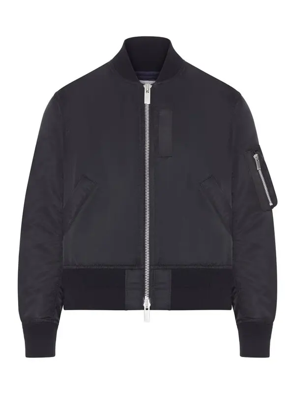 Sacai Nylon Bomber Jacket With Zip - Black