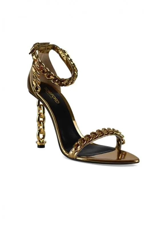 TOM FORD Metallic Leather Sandals - Gold