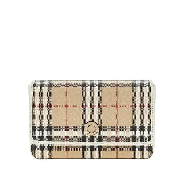Burberry Check Coated Canvas Hampshire Bag - Cream