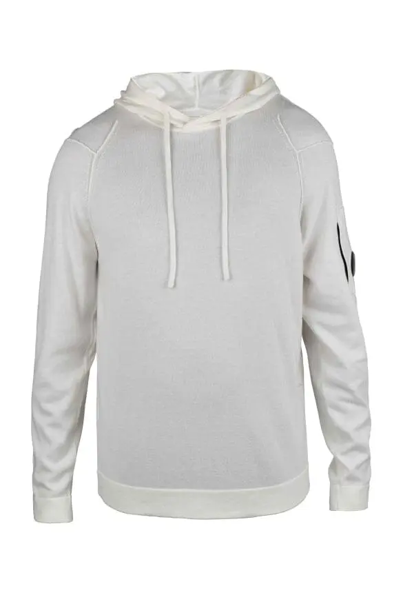 C.P. COMPANY Cotton Knit Pullover Hoodie - White