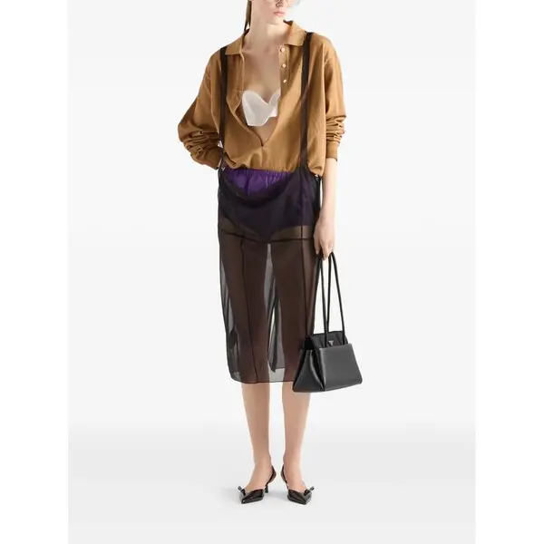 Prada Asymmetric & Draped Midi Skirt