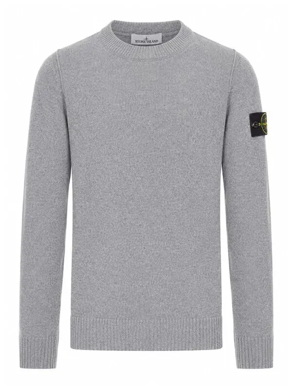 Stone Island Melange Effect Sweater With Compass Logo - Gray