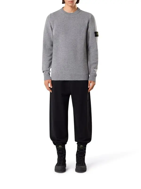 Stone Island Melange Effect Sweater With Compass Logo - Gray