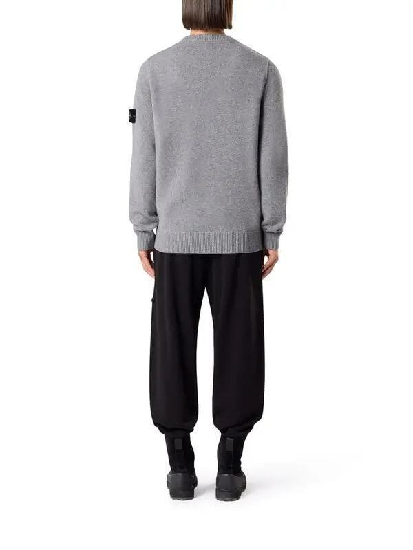 Stone Island Melange Effect Sweater With Compass Logo - Gray