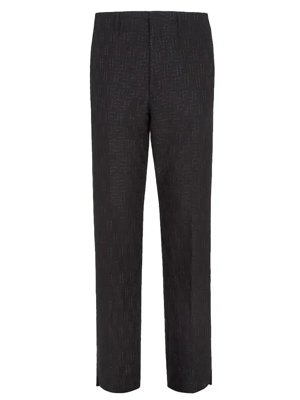 Fendi Linen Ff Jacquard Trousers