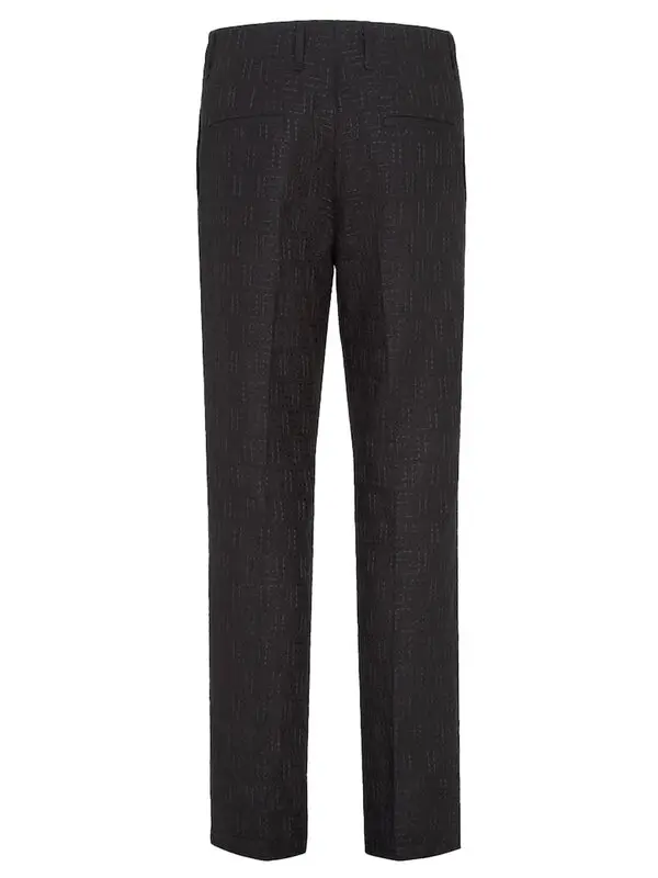 Fendi Linen Ff Jacquard Trousers