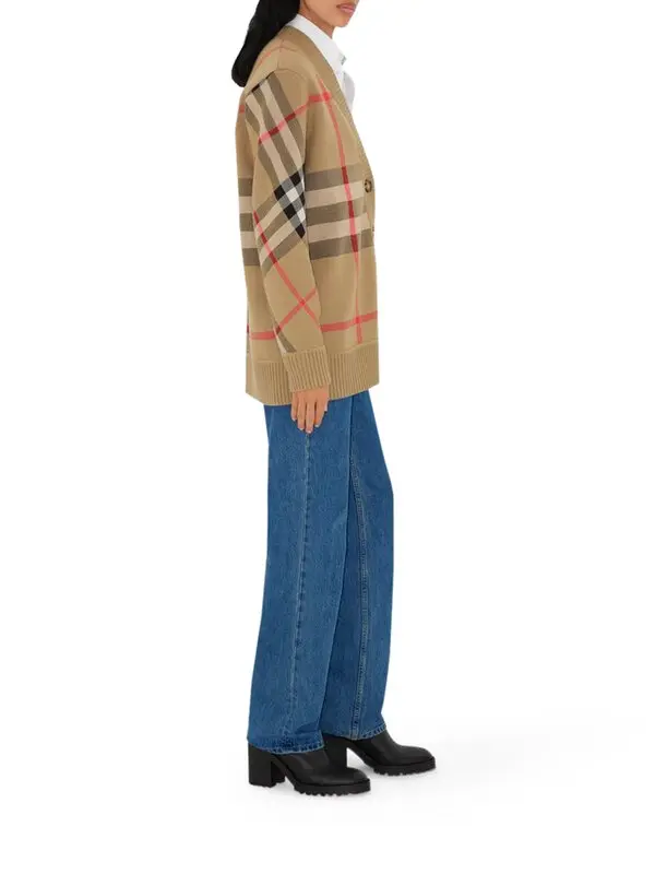 Burberry Check Wool Blend Cardigan