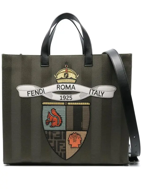 Fendi Club Pequin Canvas Shopper Bag