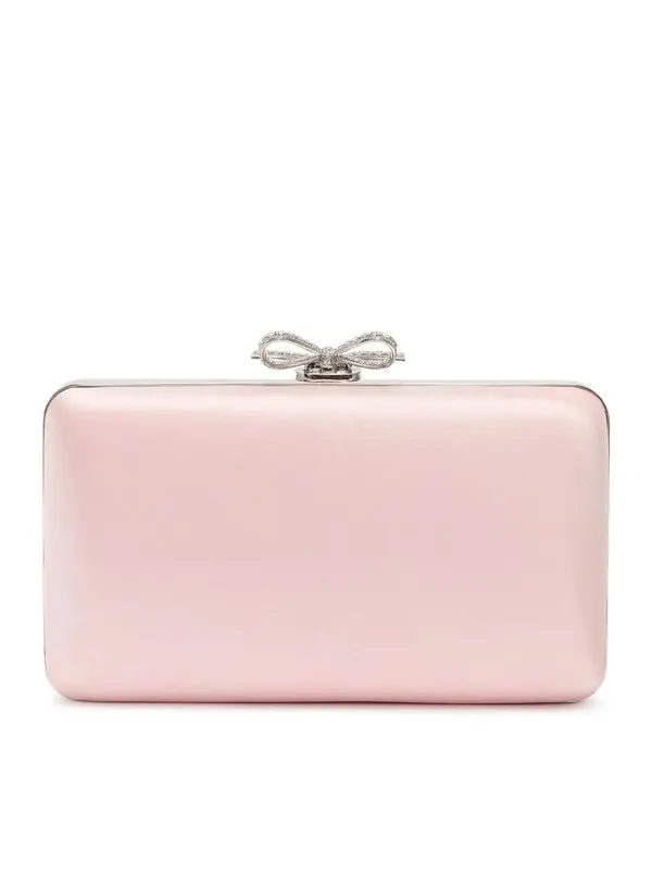 SELF-PORTRAIT Satin Clutch With Jewel Details - Pink