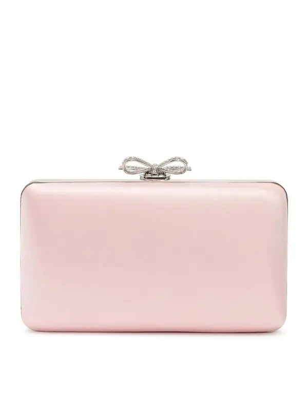 SELF-PORTRAIT Satin Clutch With Jewel Details - Pink